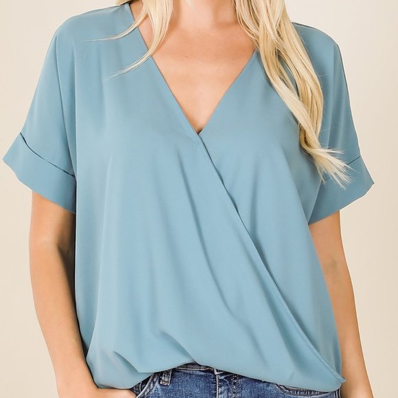 Zenana Outfitters | Tops | Plusreg Zenana Draped Front Top Greyblue ...